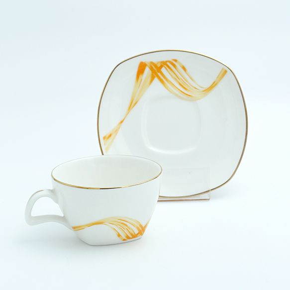 Dankotuwa Fancy Wave Gold Tea Cup and Saucer – Elegant Porcelain Set ...